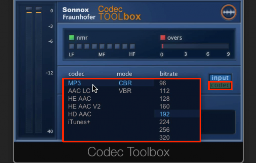 MP3 / AAC 規格に合わせて楽曲音量を最適化する SONNOX : Codec Toolbox