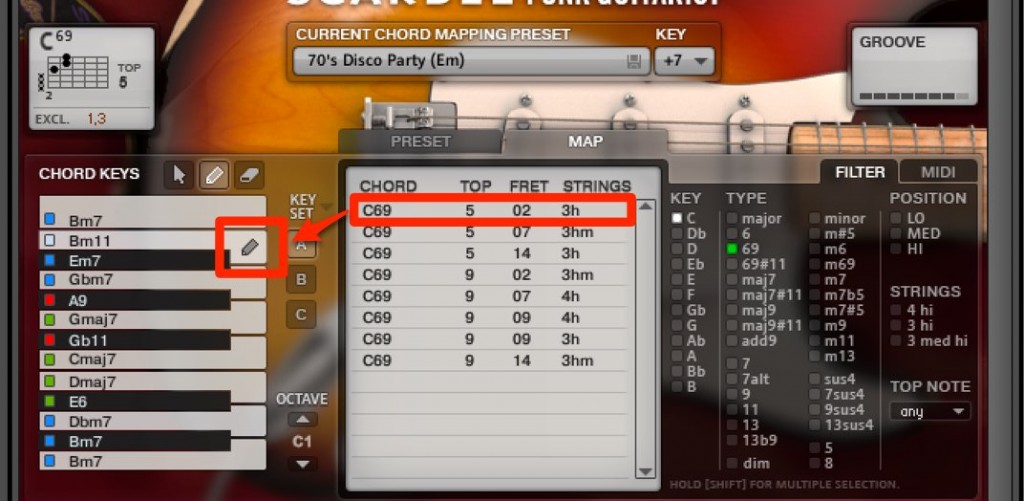 Native Insruments Scarbee Funk Guitarist 使い方① 基本概要とコード管理