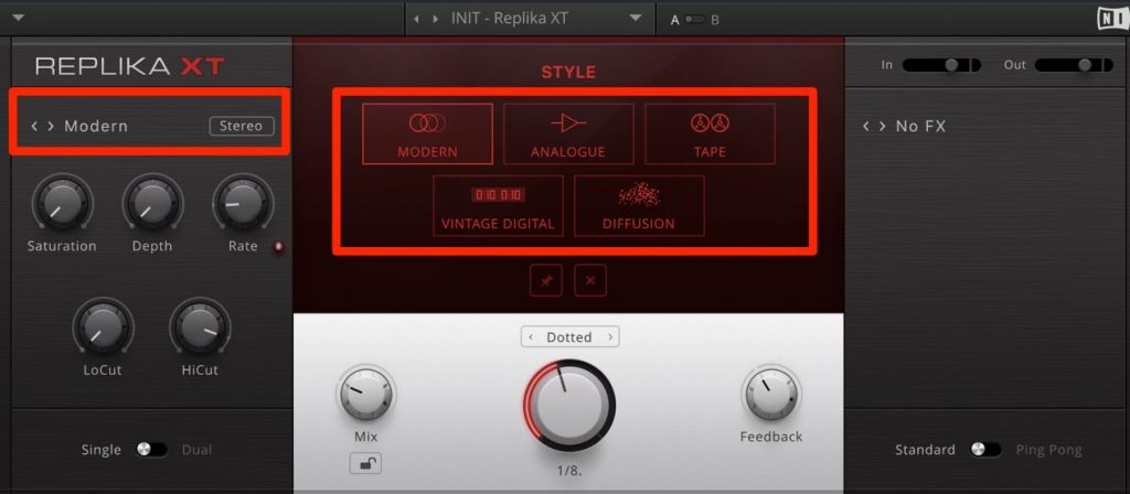 Native Instruments REPLIKA XT 1 使い方 主要パラメーターの概要とコントロール