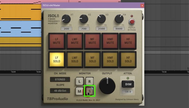 TBProAudio「ISOL8」の使い方 5バンドのフリケンシーモニタープラグイン