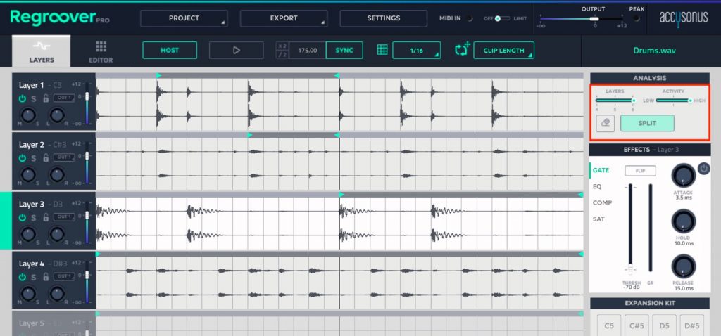Accusonus 人工知能でドラムのループ素材を分離！Regroover Pro 使い方
