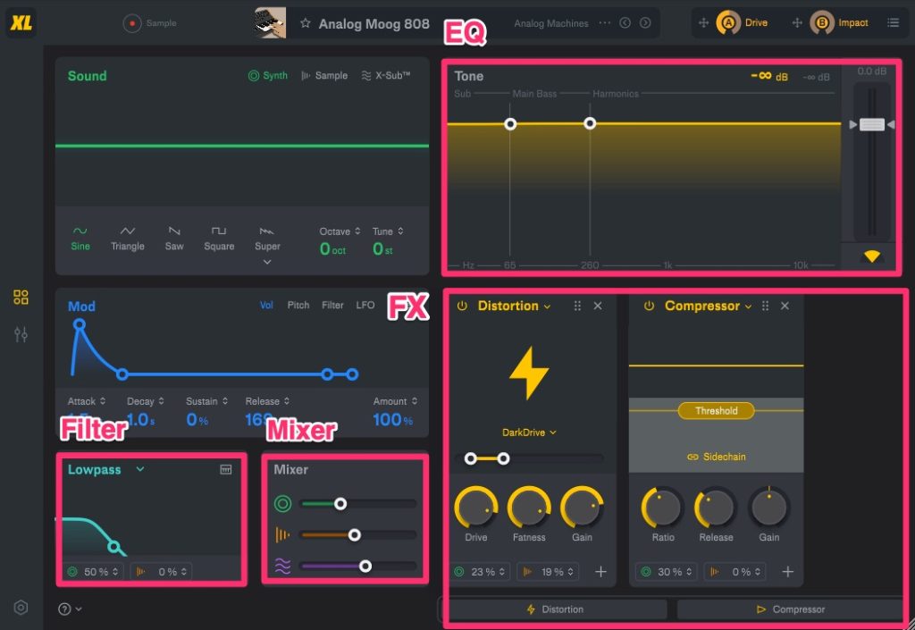 「SubLab XL」最高峰のサウンドクオリティを誇る エレクトロベース音源