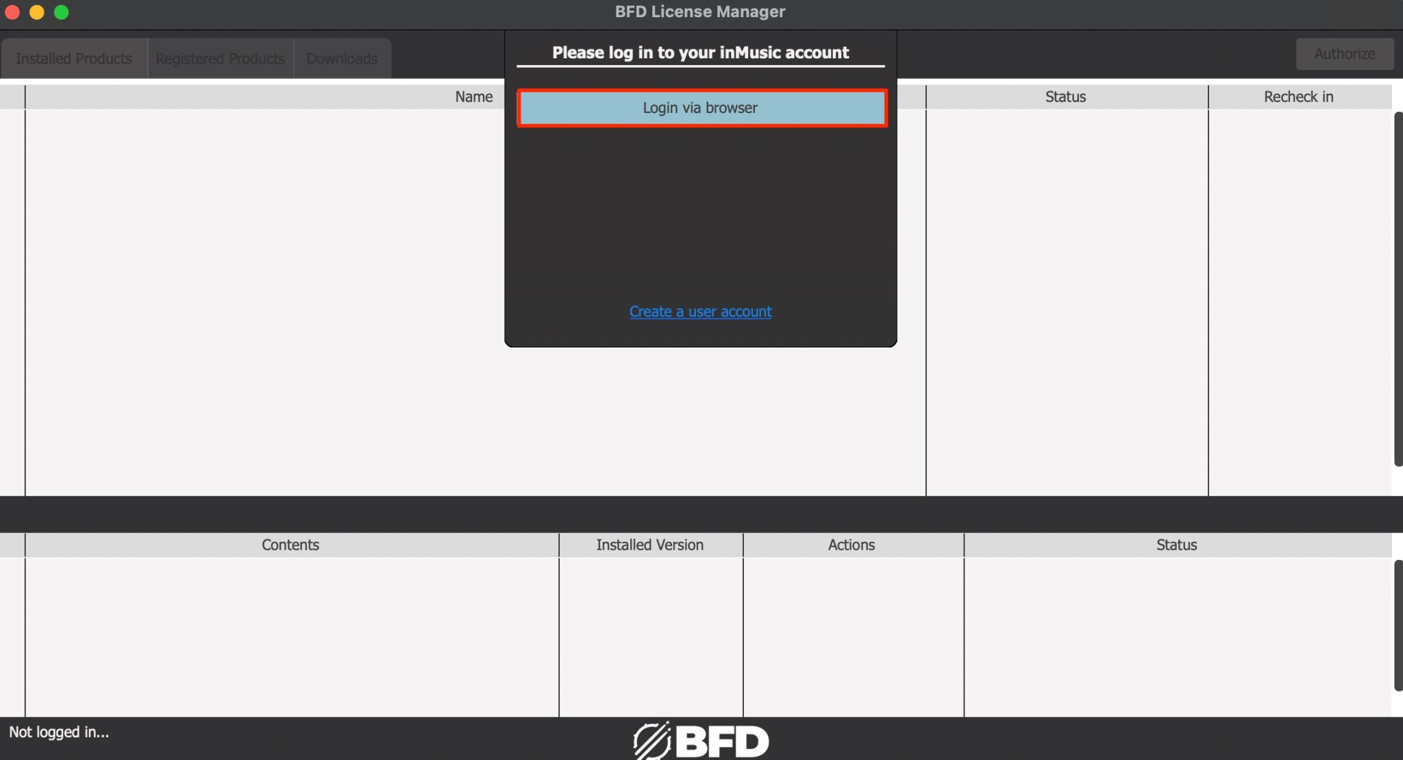 inMusic BFDを使用するまでの流れ アカウント作成と製品のオーサライズ